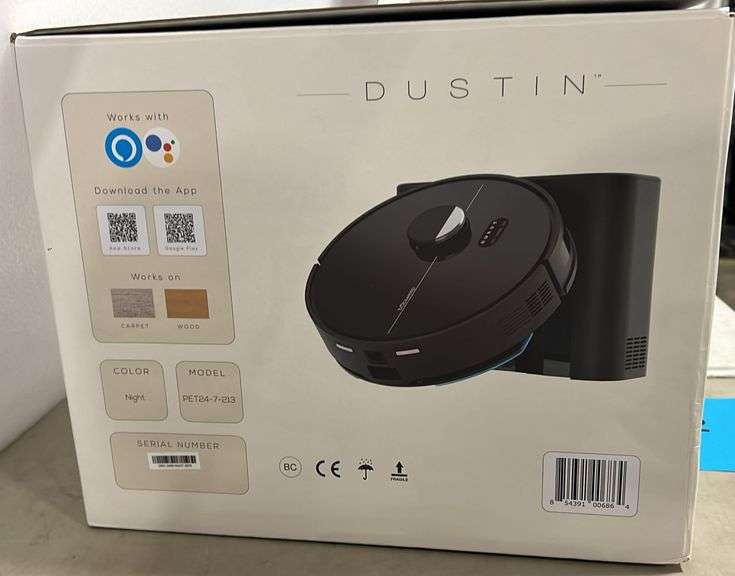 BOBSWEEP DUSTIN ROBOT VACUUM IN BOX - NIGHT - Earl's Auction Company