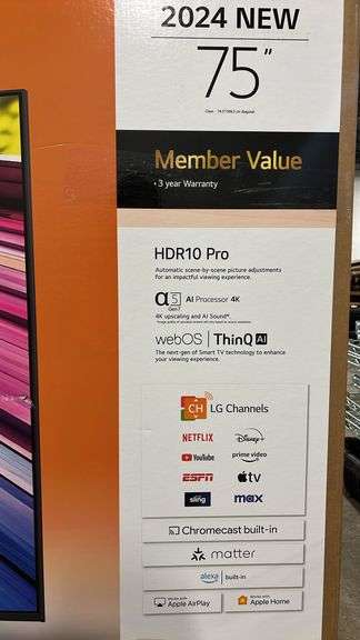 LG 75" 75UT75 UHD 4K SMART TV IN BOX - Earl's Auction Company