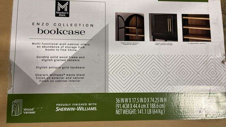 ENZO COLLECTION BOOKCASE IN BOX - BLACK - Earl's Auction Company