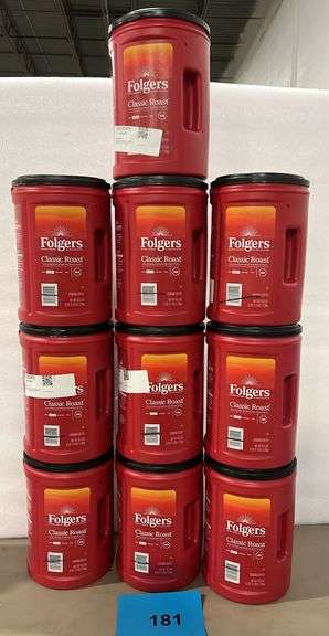 (10) CONTAINERS OF FOLGERS COFFEE - Earl's Auction Company
