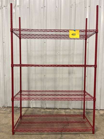 SEVILLE CLASSICS 4 TIER SHELVING RACK - RED - Earl's Auction Company