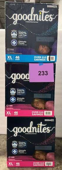(3) BOXES OF GOODNITES KIDS UNDERWEAR - SIZE XL - Earl's Auction Company