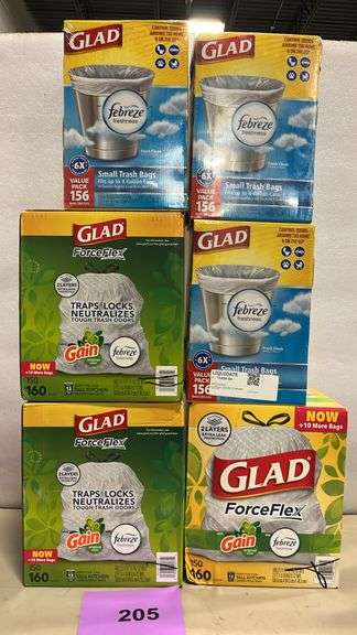 (6) BOXES OF GLAD TRASH BAGS - Earl's Auction Company