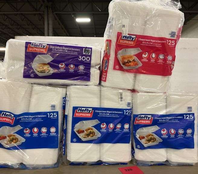 (5) PACKS OF HEFTY FOAM CONTAINERS - Earl's Auction Company