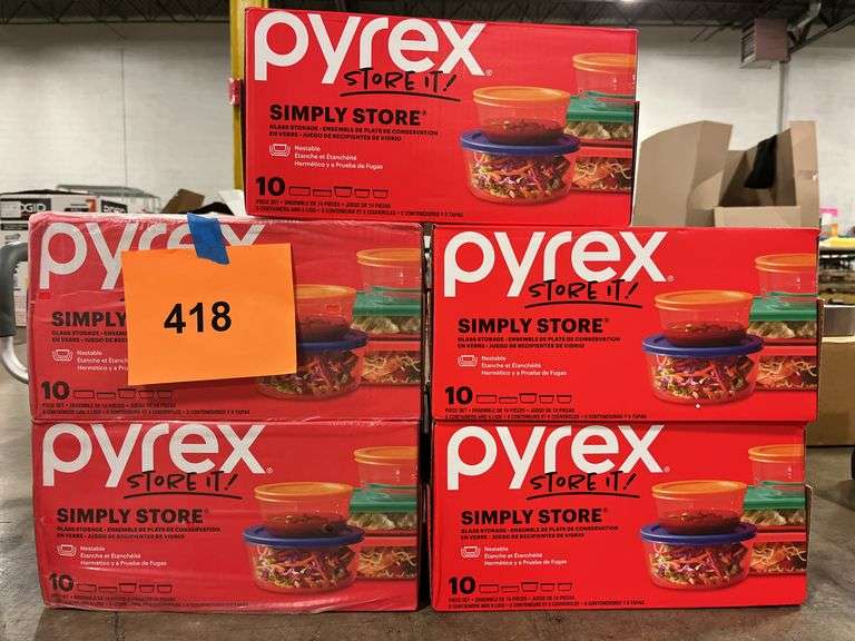 (5) PYREX 10PC GLASS STORAGE SETS IN BOXES - Earl's Auction Company