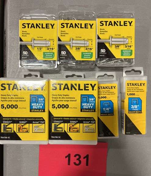 (4) PACKS OF STANLEY STAPLES & (3) PACKS OF RIVETS - Earl's Auction Company