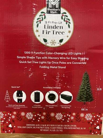 9FT PRE LIT LINDEN FIR TREE IN BOXES - Earl's Auction Company