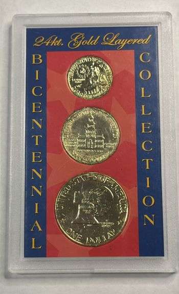 24K GOLD LAYERED BICENTENNIAL COLLECTION SET IN CASE - Earl's Auction ...