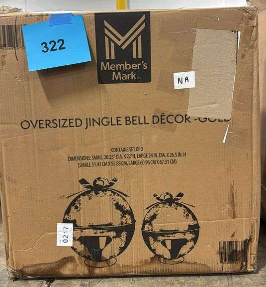 OVERSIZED JINGLE BELL DECOR IN BOX - GOLD - Earl's Auction Company