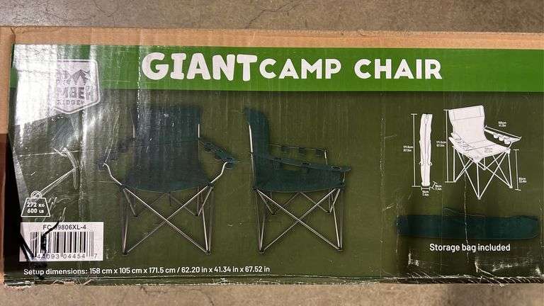 TIMBER RIDGE GIANT CAMP CHAIR IN BOX - Earl's Auction Company