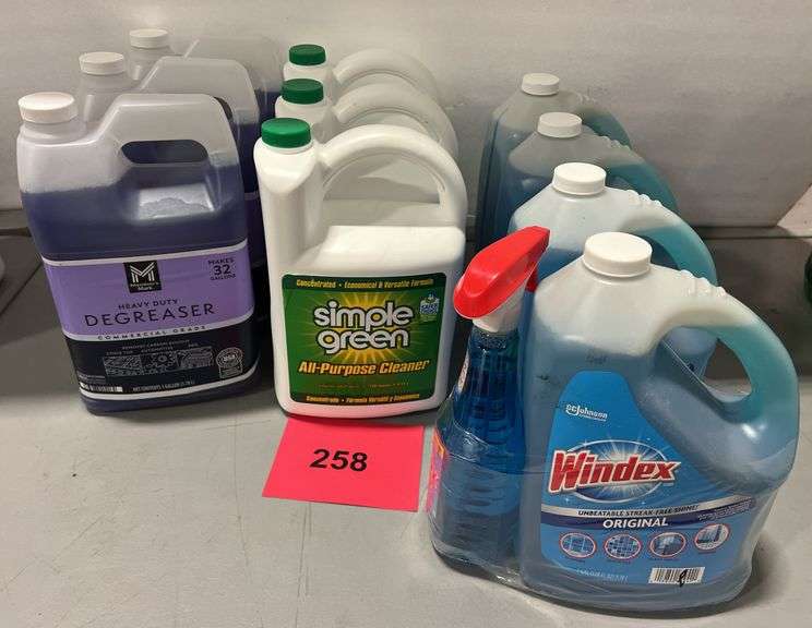 10PC CLEANING LOT - DEGREASER, SIMPLE GREEN & WINDEX - Earl's Auction ...