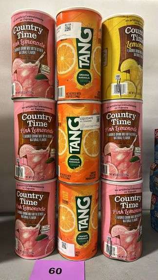 9PC DRINK MIX LOT - COUNTRY TIME LEMONADE & TANG - Earl's Auction Company