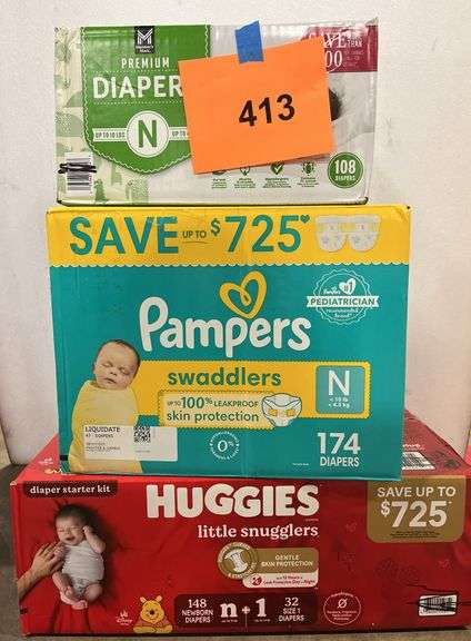 (3) BOXES OF DAIPERS - SIZE N & 1 - Earl's Auction Company