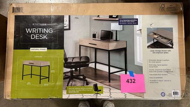 STETSON WRITING DESK IN BOX - NATURAL FINISH - Earl's Auction Company