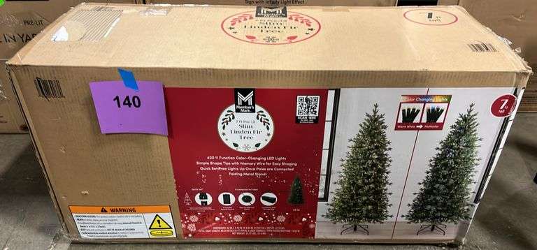 7FT PRE LIT SLIM LINDEN FIR TREE IN BOX - Earl's Auction Company
