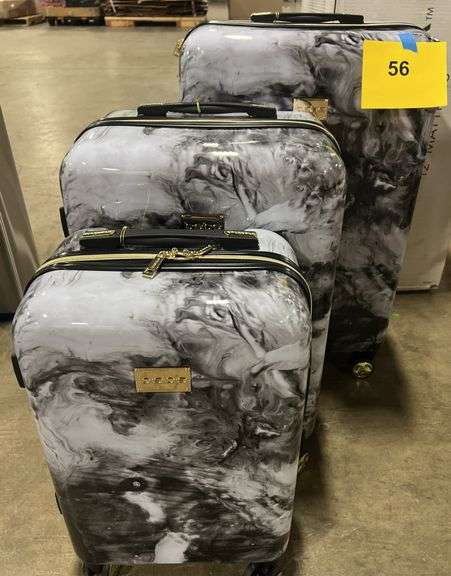 BEBE 3PC HARDSHELL LUGGAGE SET - MARBLE - Earl's Auction Company