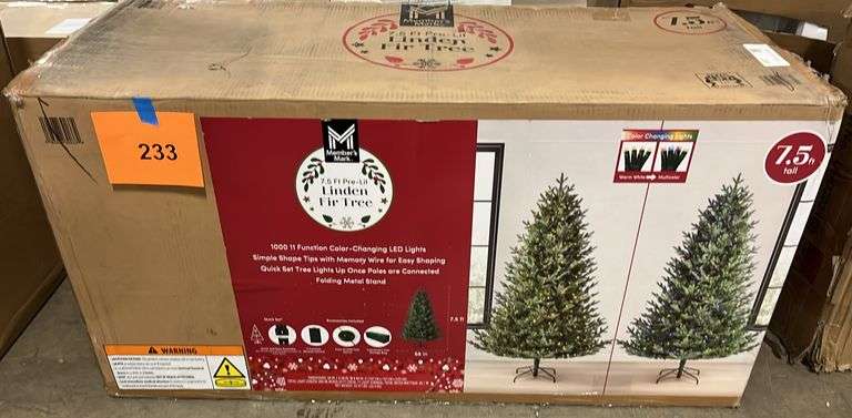 7.5FT PRE LIT LINDEN FIR TREE IN BOX - Earl's Auction Company