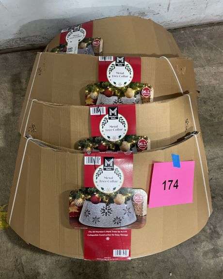(4) METAL TREE COLLARS IN BOXES - Earl's Auction Company