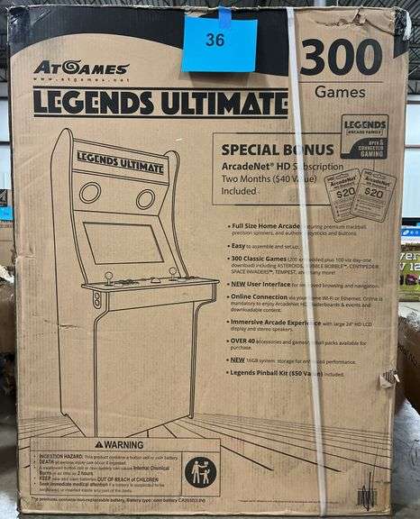 ATGAMES LEGENDS ULTIMATE ARCADE GAME CABINET IN BOX - Earl's Auction ...