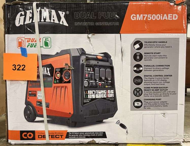 GENMAX DUAL FUEL INVERTER GENERATOR IN BOX - Earl's Auction Company