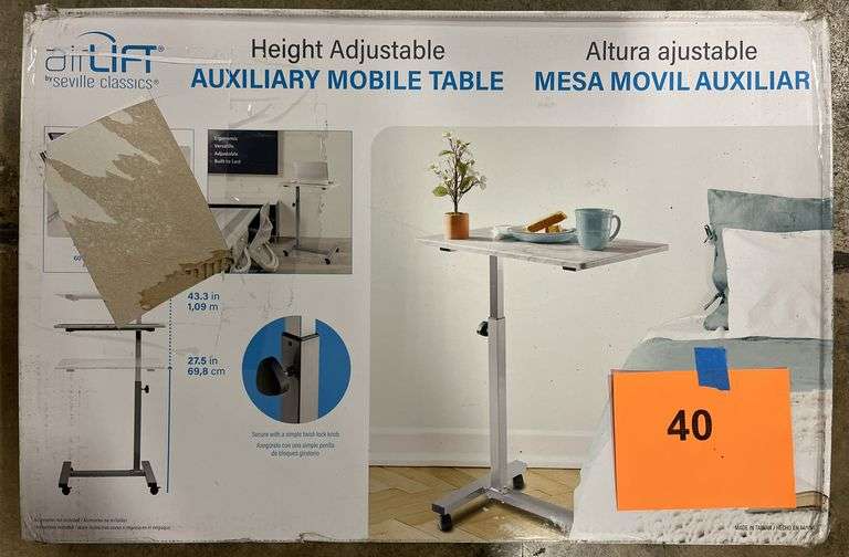 AIRLIFT ADJUSTABLE AUXILIARY MOBILE TABLE IN BOX - Earl's Auction Company