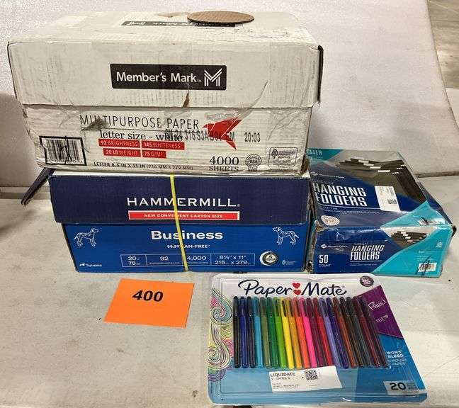 4PC OFFICE LOT - PAPER, FOLDERS & MARKERS - Earl's Auction Company