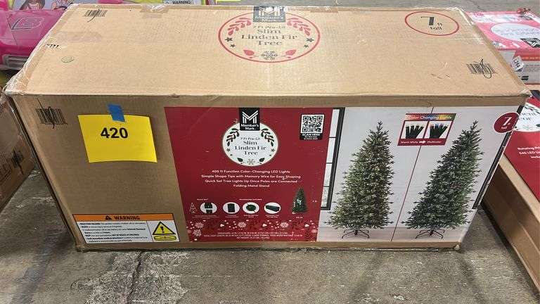 7FT PRE LIT SLIM LINDEN FIR TREE IN BOX - Earl's Auction Company