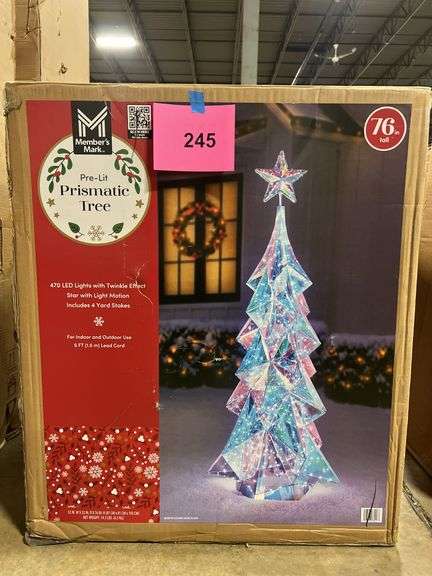 76" PRE LIT PRISMATIC TREE IN BOX - Earl's Auction Company