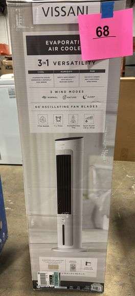 VISSANI 3-IN-1 EVAPORATIVE AIR COOLER IN BOX - Earl's Auction Company