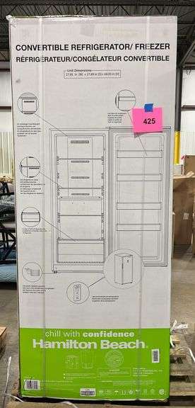 HAMILTON BEACH 14.0CU FT CONVERTIBLE REFRIGERATOR/ FREEZER IN BOX ...