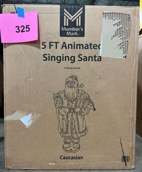 5FT ANIMATED SINGING SANTA IN BOX - Earl's Auction Company