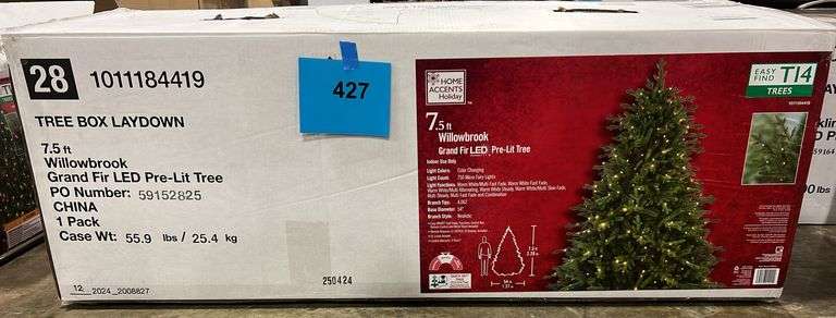 7.5FT WILLOWBROOK GRAND FIR LED PRE LIT TREE IN BOX - Earl's Auction ...