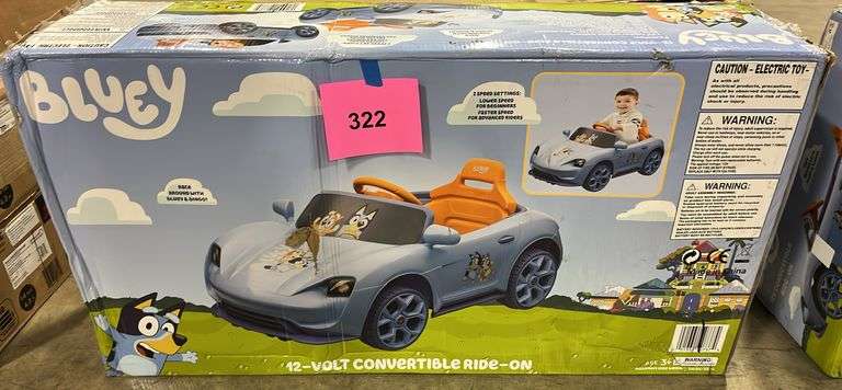 KIDS BLUEY 12V CONVERTIBLE RIDE ON IN BOX - Earl's Auction Company
