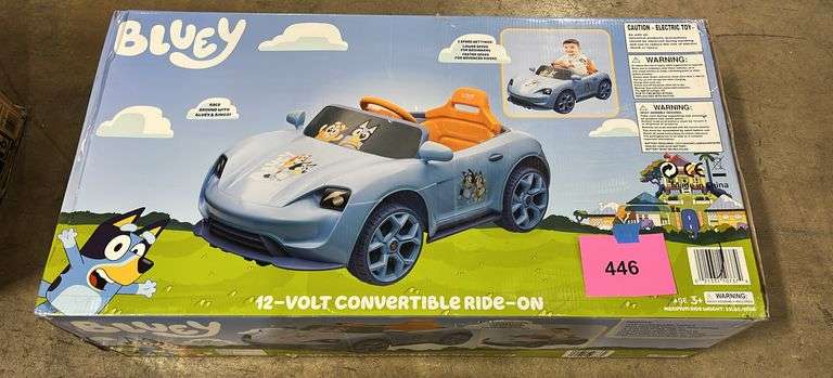 BLUEY 12V CONVERTIBLE RIDE-ON IN BOX - Earl's Auction Company