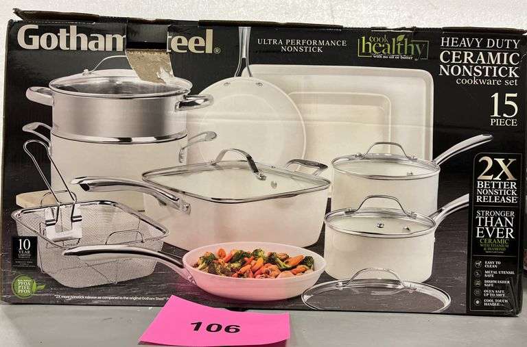 GOTHAM STEEL 15PC HEAVY DUTY CERAMIC COOKWARE SET IN BOX - Earl's ...