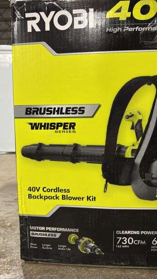 RYOBI 40V CORDLESS BACKPACK BLOWER KIT IN BOX - Earl's Auction Company