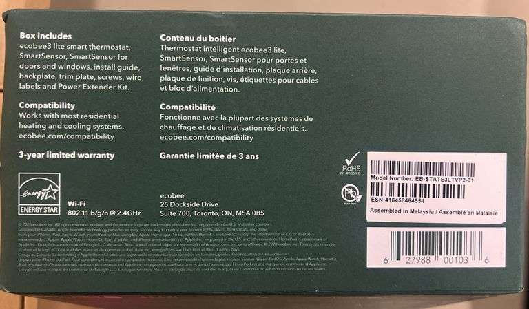 ECOBEE SMART THERMOSTAT IN BOX - Earl's Auction Company