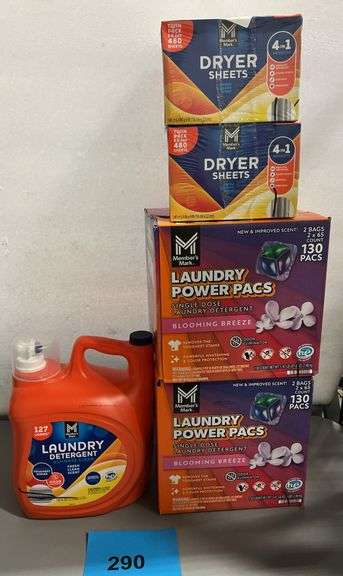 4PC LAUNDRY LOT - DETERGENT, PACS & DRYER SHEETS - Earl's Auction Company
