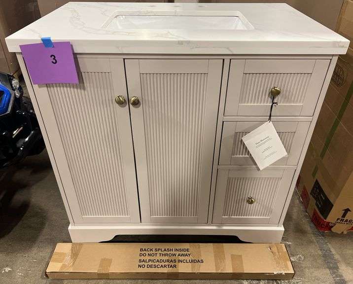 BECKI OWENS 36" VANITY - WHITE - Earl's Auction Company