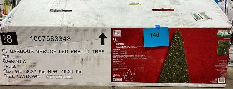 9FT BARBOUR SPRUCE LED PRE LIT TREE IN BOX - Earl's Auction Company