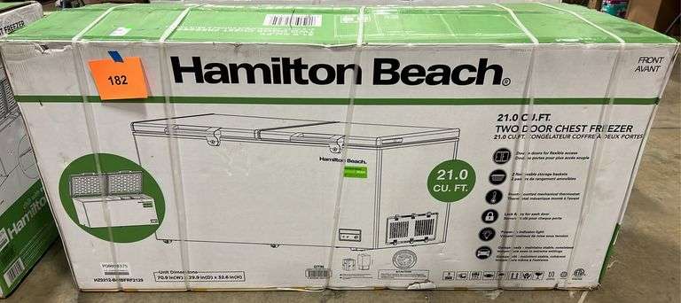 HAMILTON BEACH 21.0CU FT TWO DOOR CHEST FREEZER IN BOX - Earl's Auction ...