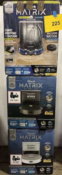 AS IS - (3) SHARK MATRIX ROBOT VACUUMS IN BOXES - Earl's Auction Company