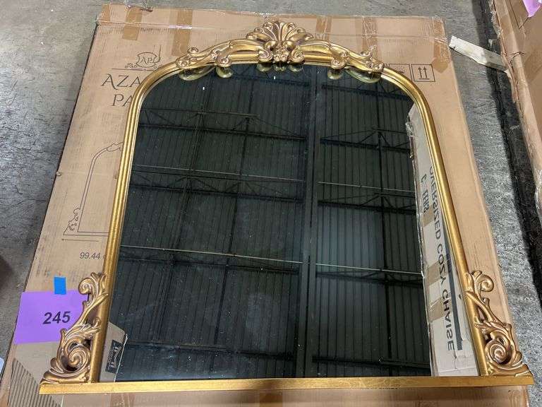 AZALEA PARK FILIGREE MANTLE MIRROR - GOLD - Earl's Auction Company