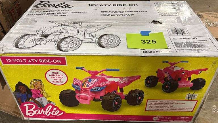 KIDS BARBIE 12V ATV RIDE ON IN BOX - Earl's Auction Company