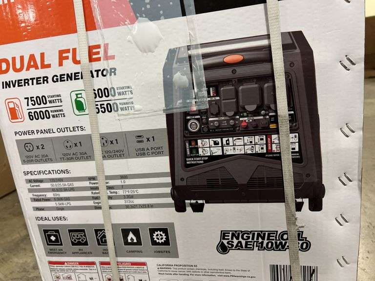GENMAX DUAL FUEL INVERTER GENERATOR IN BOX - Earl's Auction Company