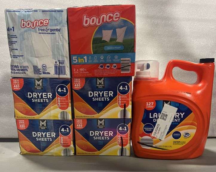 5PC LAUNDRY LOT - DRYER SHEETS & DETERGENT - Earl's Auction Company