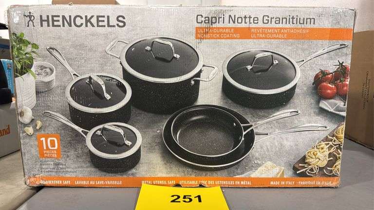 HENCKELS 10PC CAPRI NOTTE GRANITUM COOKWARE SET IN BOX - Earl's Auction ...