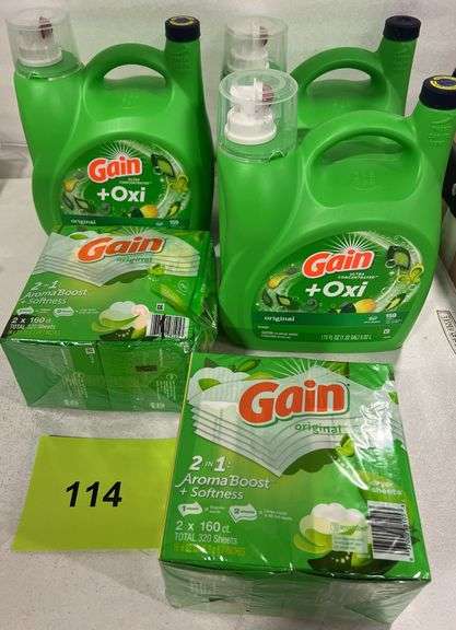 5PC GAIN LAUNDRY LOT - DETERGENT & DRYER SHEETS - Earl's Auction Company