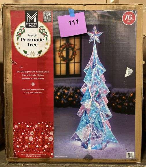 76" PRE LIT PRISMATIC TREE IN BOX - Earl's Auction Company