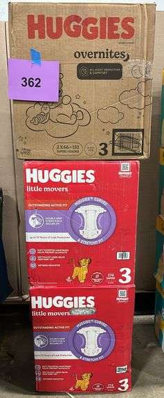 (3) BOXES OF HUGGIES DIAPERS - SIZE 3 - Earl's Auction Company